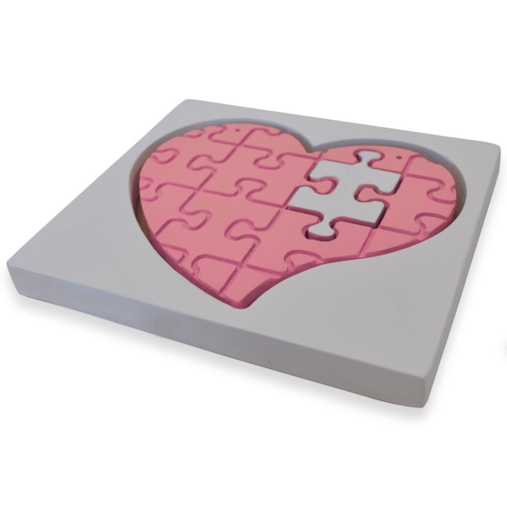 Quadro decorativo Puzzle Cuore Rosa. Cornice fotografica più pezzo ...