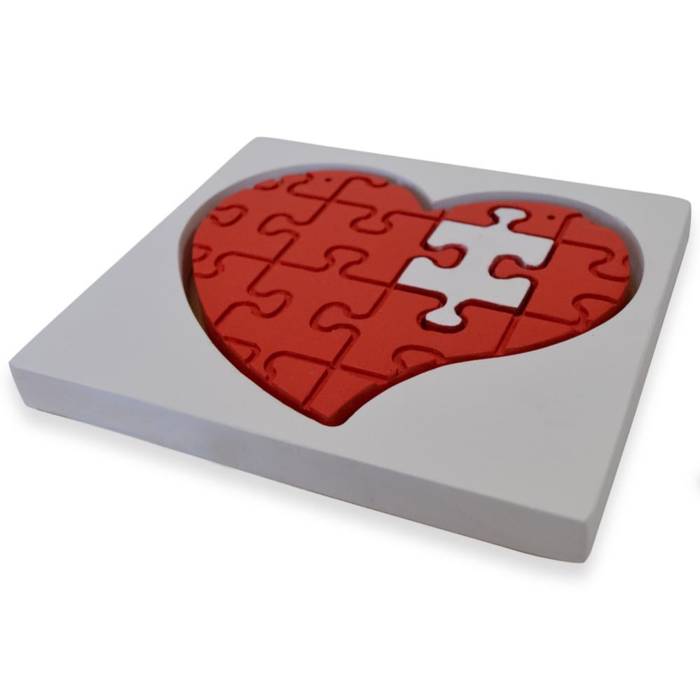 Quadro decorativo Puzzle Cuore Rosso. Cornice fotográfica più pezzo ...