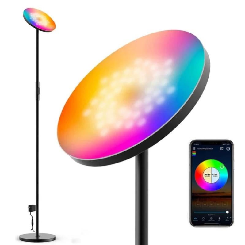 Lampadaire AISKDAN KD2359 Noir - RGB Dimmable - APP et Télécommande - H ...