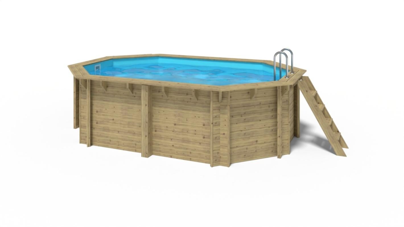 Piscina in legno 4,87x3,34 - H.1,32 m - con filtrazione e locale ...