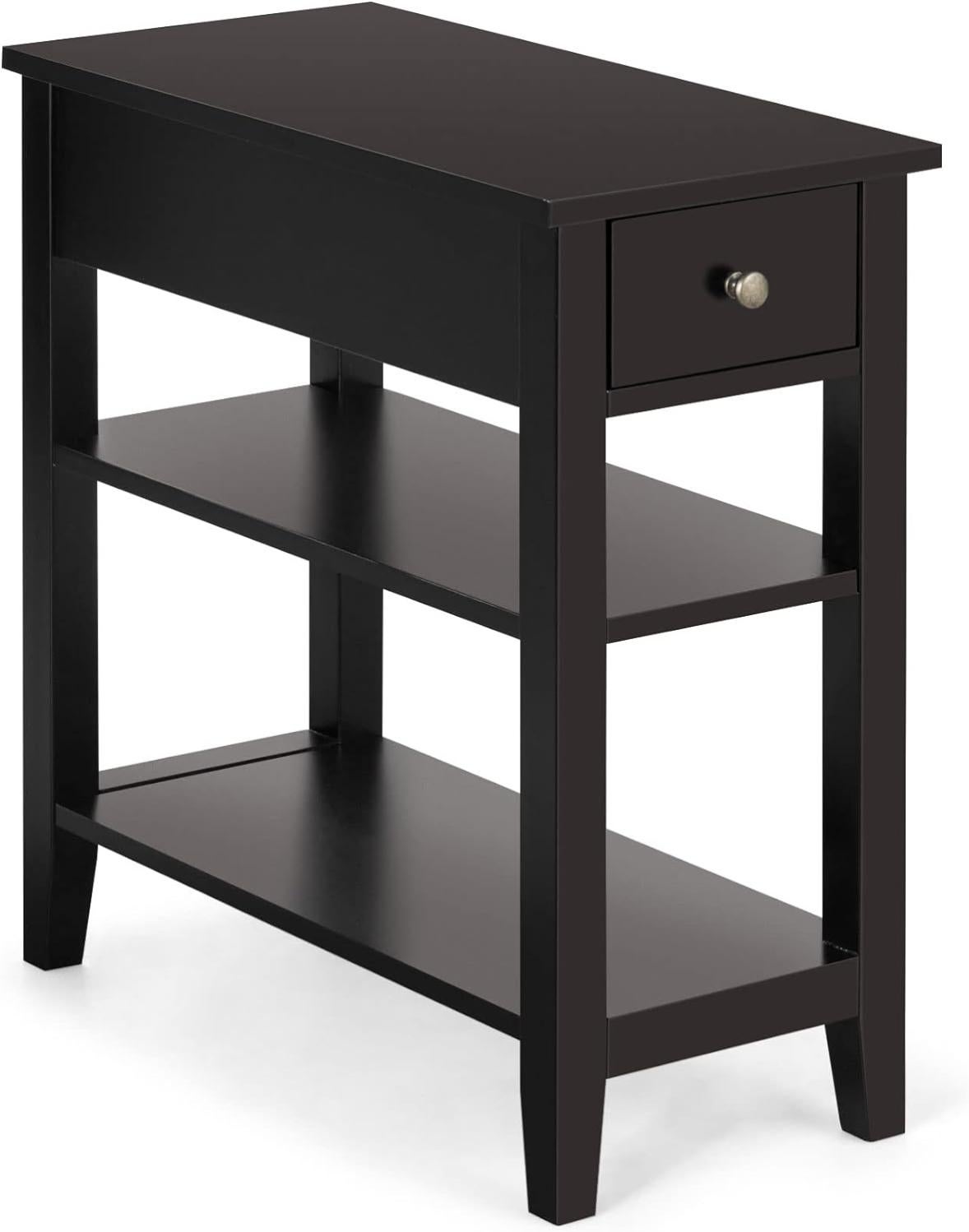 Table d’Appointe,Table de Chevet avec 1 Tiroir et 2 Etageres,Bout de ...