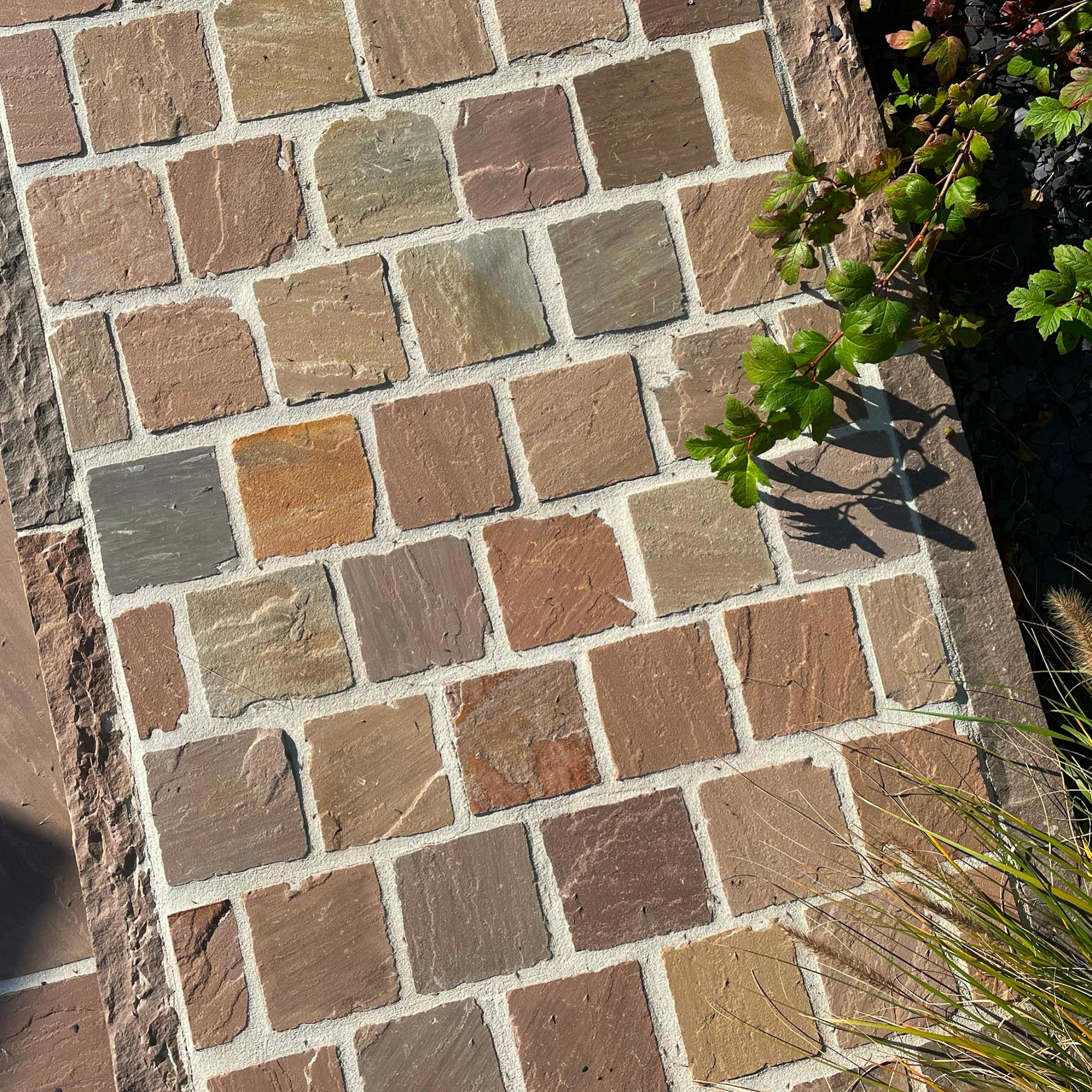 Pavés Grès Kandla Brun Multicolore - clivé (14 x 14 x ép. +/- 2 cm ...