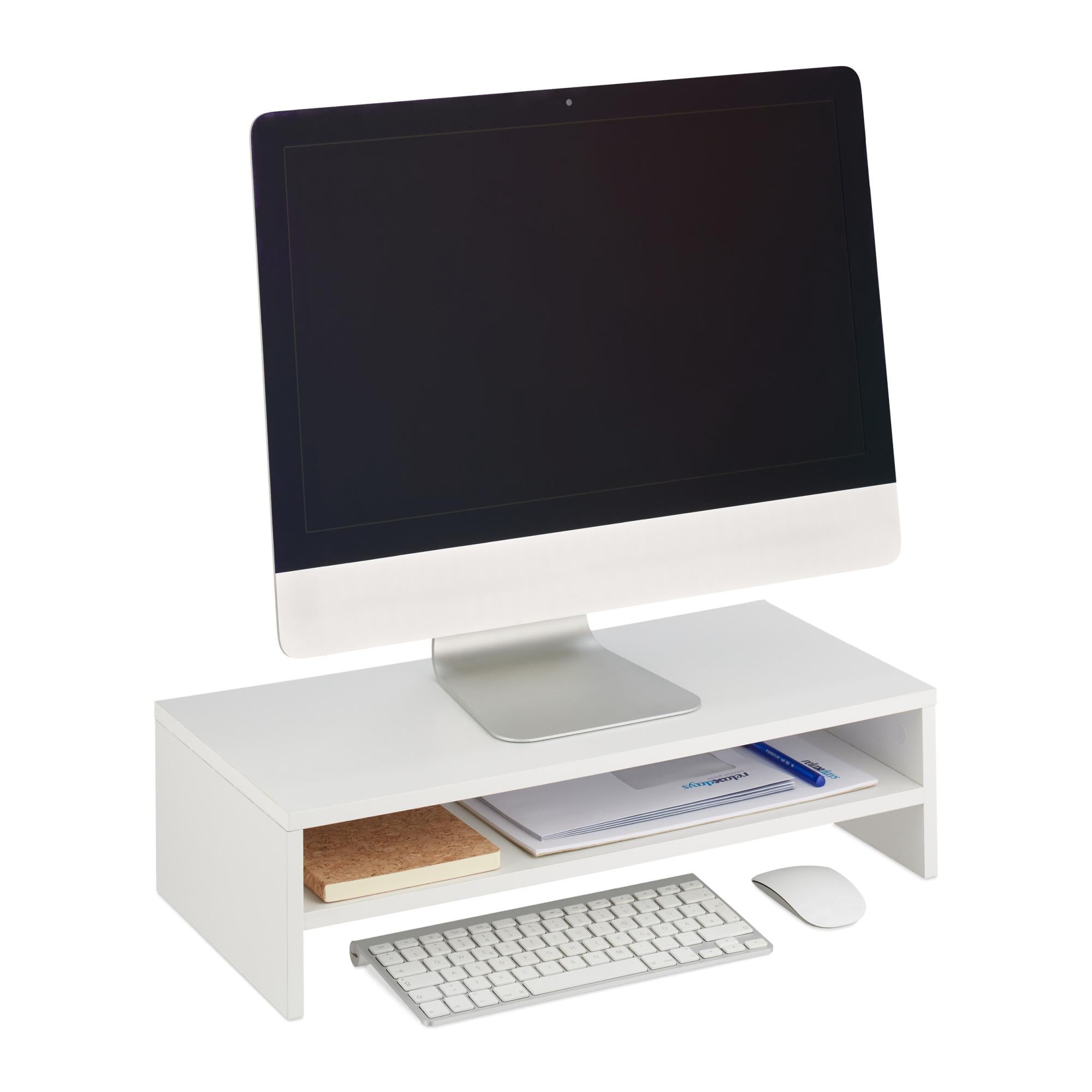 Relaxdays Supporto per Monitor, Rialzo Stand PC con Ripiano, HxLxP: 14 ...