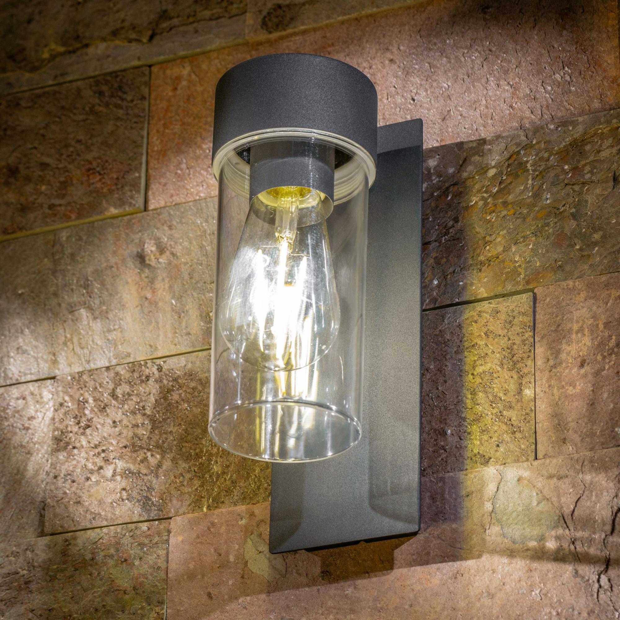 CGC Lighting Luz de pared al aire libre, gris, E27 LED Lantner difusor ...