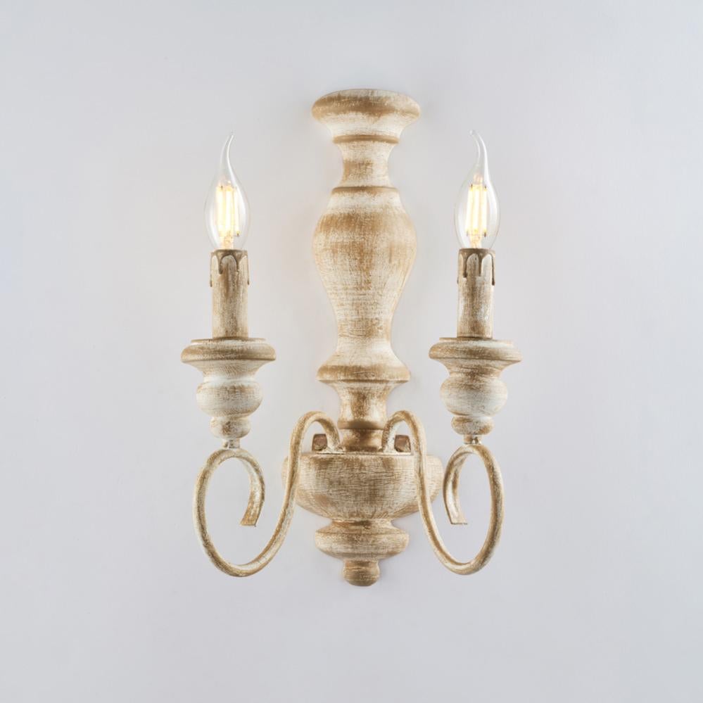 Applique Shabby Chic Cascina Bianco Tortora Vintage 2 Luci E14 | Leroy ...