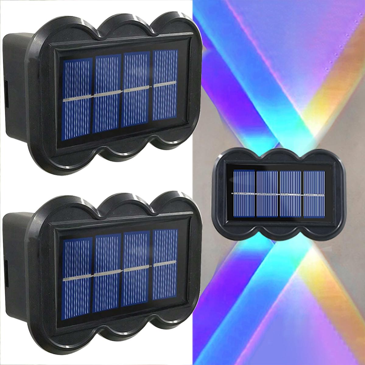 Lampes solaires d'extérieur, lot de 2 appliques murales solaires du crépuscule à l'aube, lampes ...