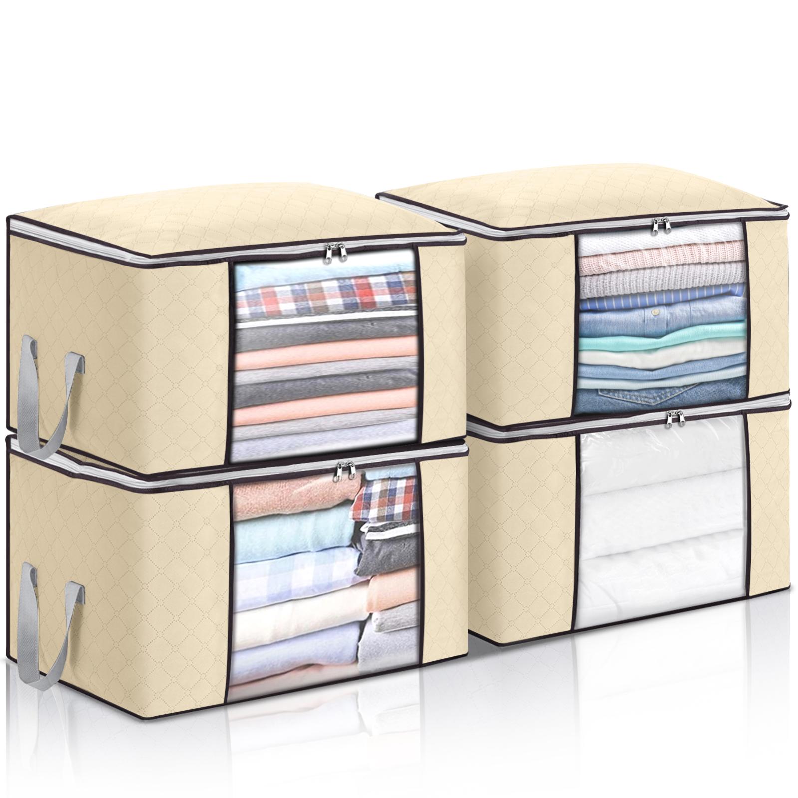 4Pcs Sac de Rangement 60x43x35 cm, Housse de Rangement avec Poignée ...