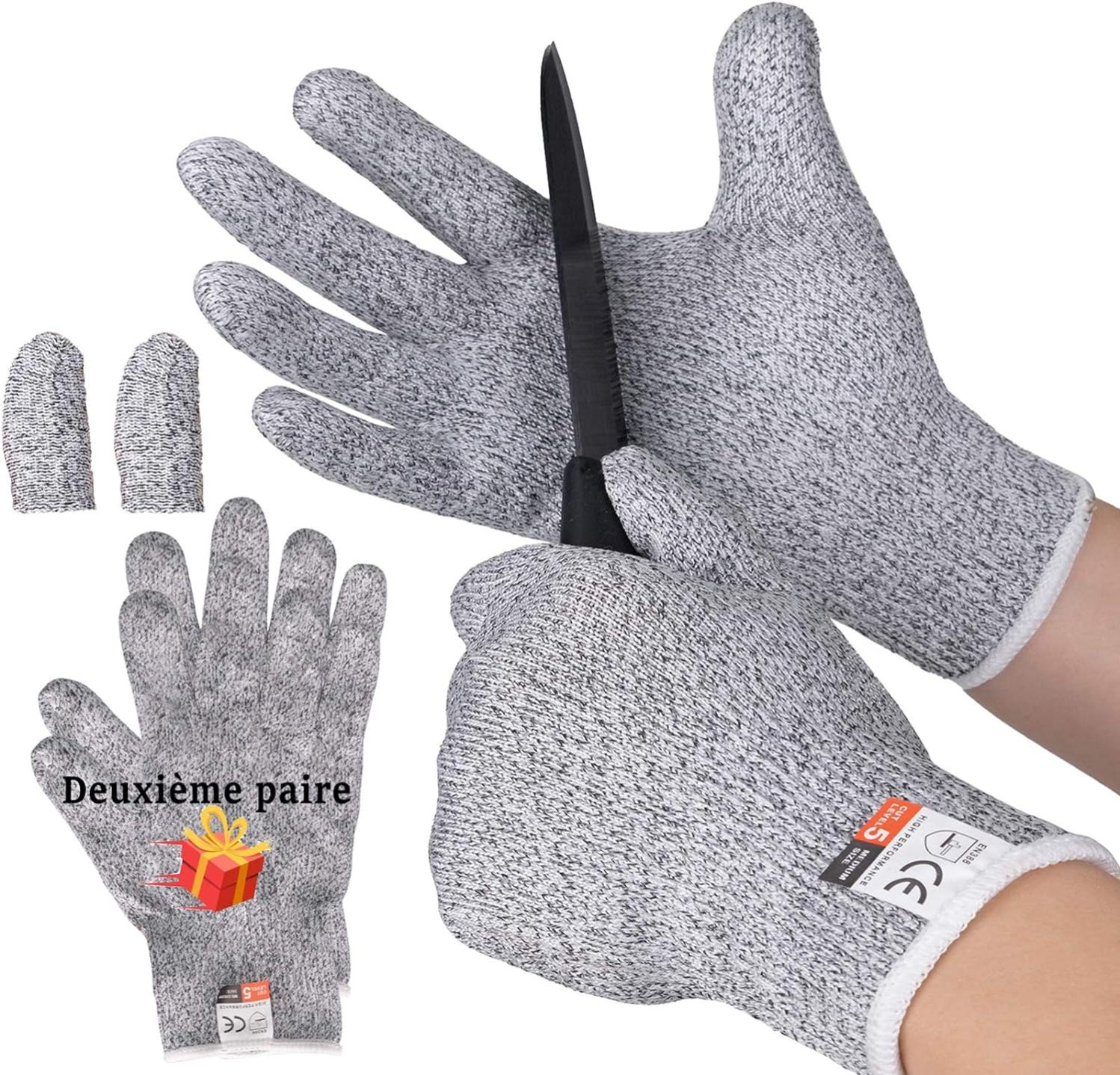 Gants Anti Coupure - 2 Paires de Gants de Cuisine Gants de Travail ...