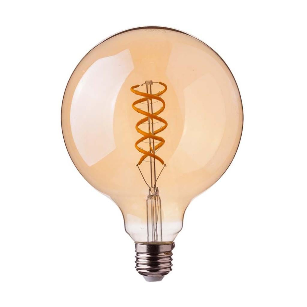 V-TAC VT-2075 Ampoule globe LED E27 4,8W G95 filament torsadé verre ambré vintage LUMIÈRE 1800K ...