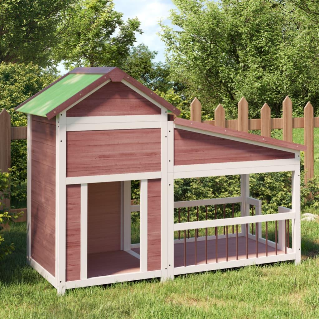 Niche pour Chiens | Chenil extérieur | Parc Enclos moka 143x60,5x109 cm ...