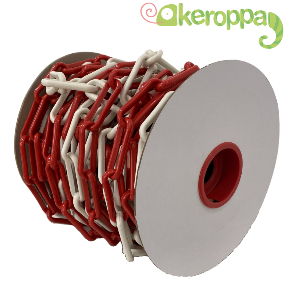 Chaîne en plastique bicolore, rouleau de 25 m, maillons de 6 mm, haute ...