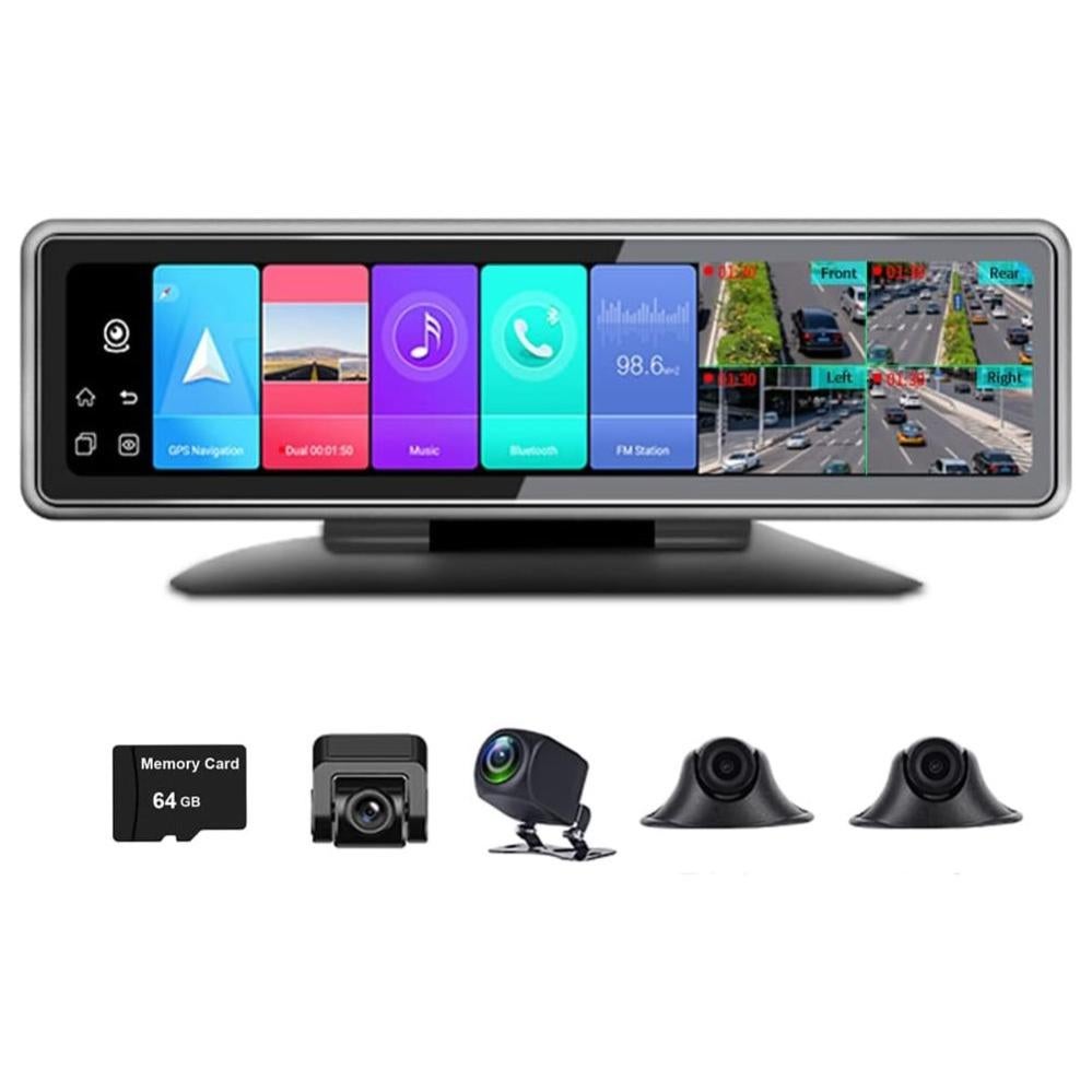 Dash Cam Android DVR 4G 360° Ecran Panoramique 12 Pouces Avec 4 caméras ...