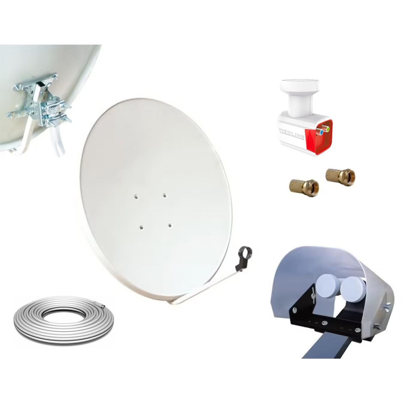 Kit Parabole 80cm Acier + LNB Twin 0,1 dB Full HD + Protection LNB Anti ...