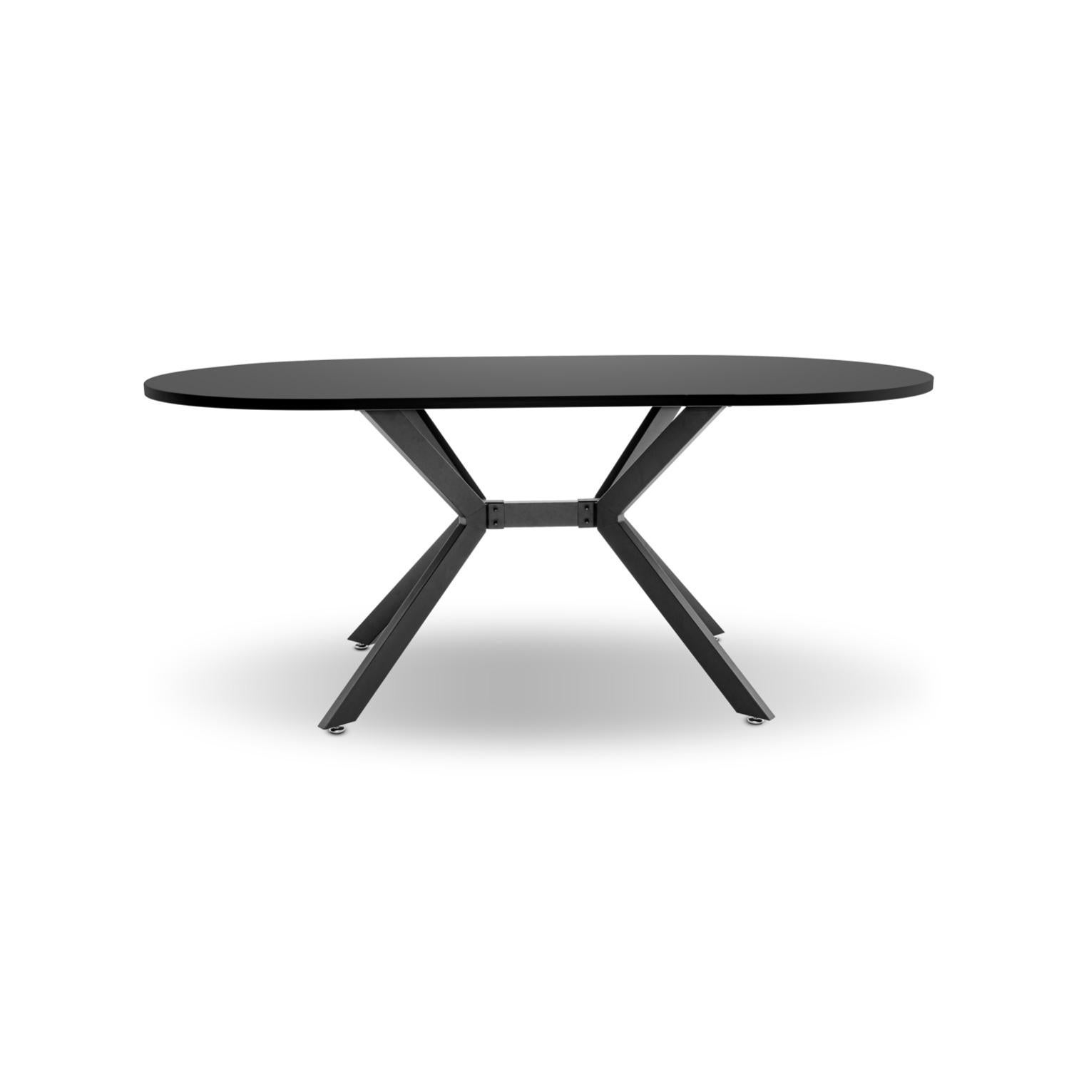 Marui Big - Table à manger ovale en bois et métal avec pied central ...