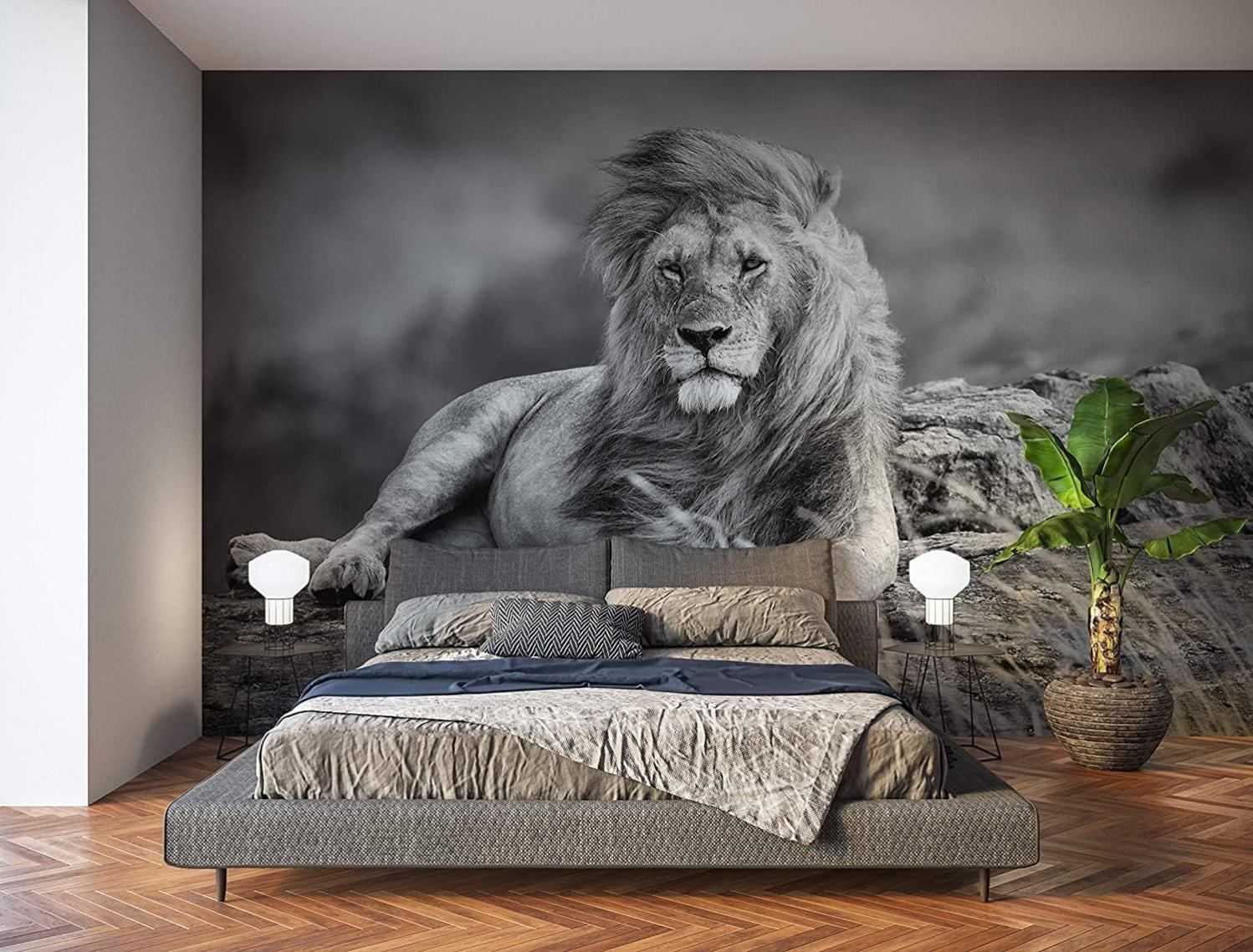 Oedim Fotomural Vinilo para Pared León Blanco y Negro 200x150cm.Vinilo ...
