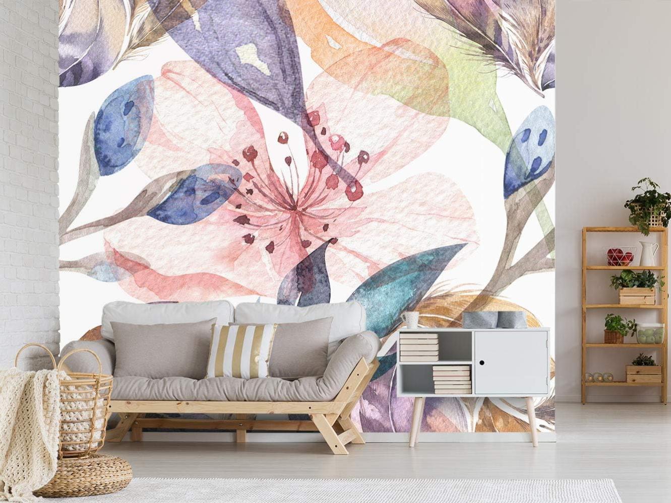 Oedim Fotomural Vinilo para Pared Flores Acuarelas 200x150cm ...