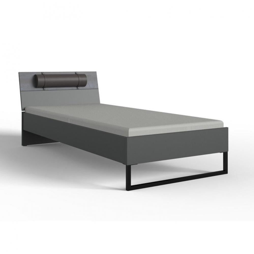 Lit JUDE couchage 90 x 200 cm décor graphite industriel digi-steel ...