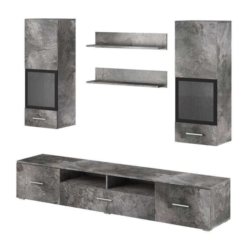 Composition de 5 meubles design pour salon effet ardoise collection ...