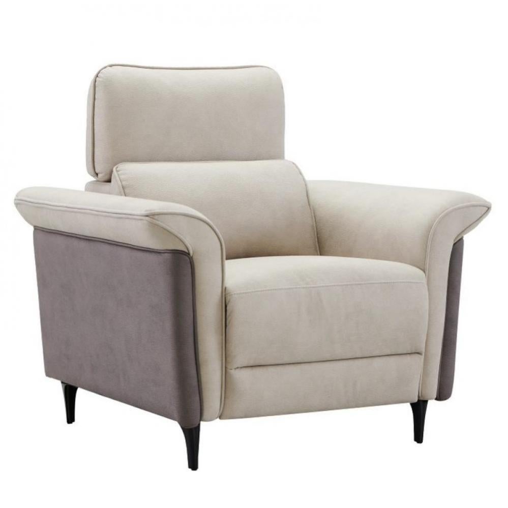 Fauteuil relaxation électrique BRIONEX micro peau mastic & brun taupé ...
