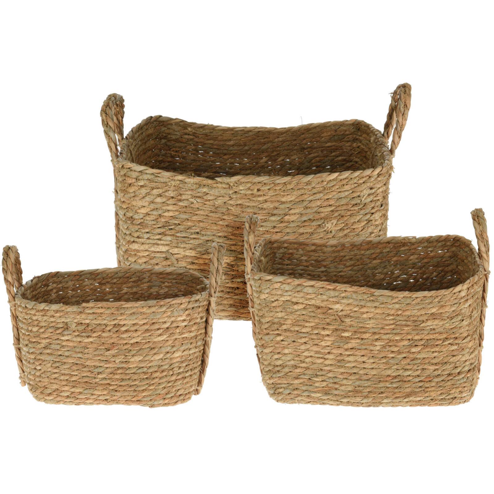 Paniers de rangement avec poignées, tressage, lot de 3, différentes ...