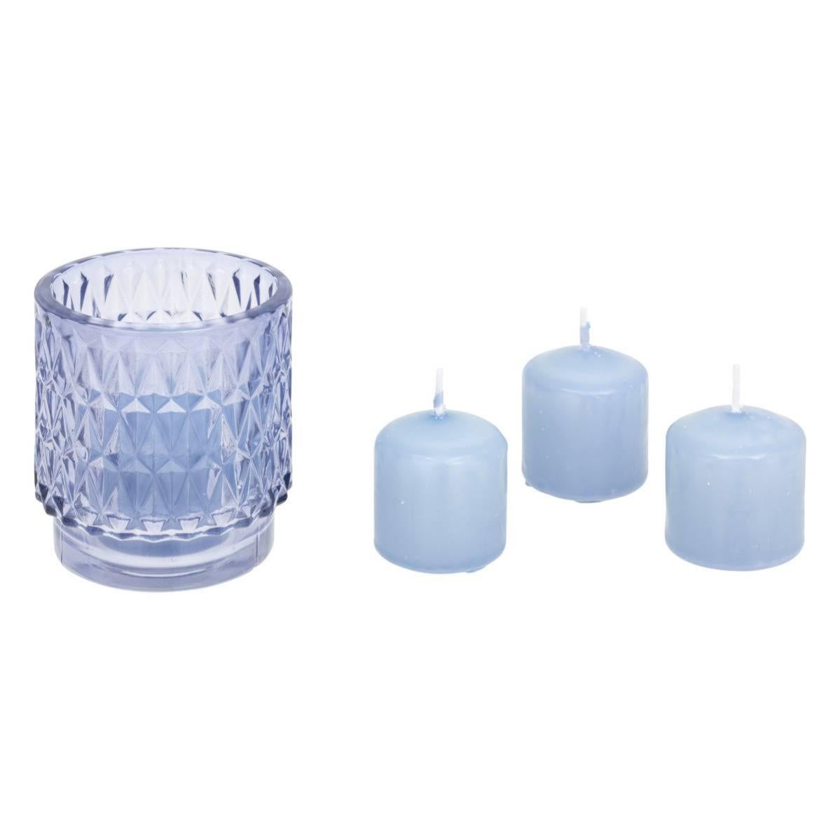 Coffret photophore et 4 bougies "Oudy" 7x8cm violet - Atmosphera ...