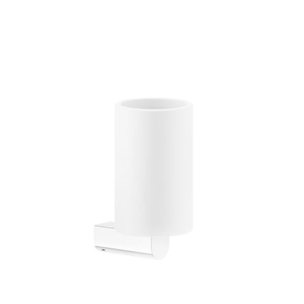Gessi Rilievo, portavasos para montaje en pared, vaso blanco mate, vaso ...