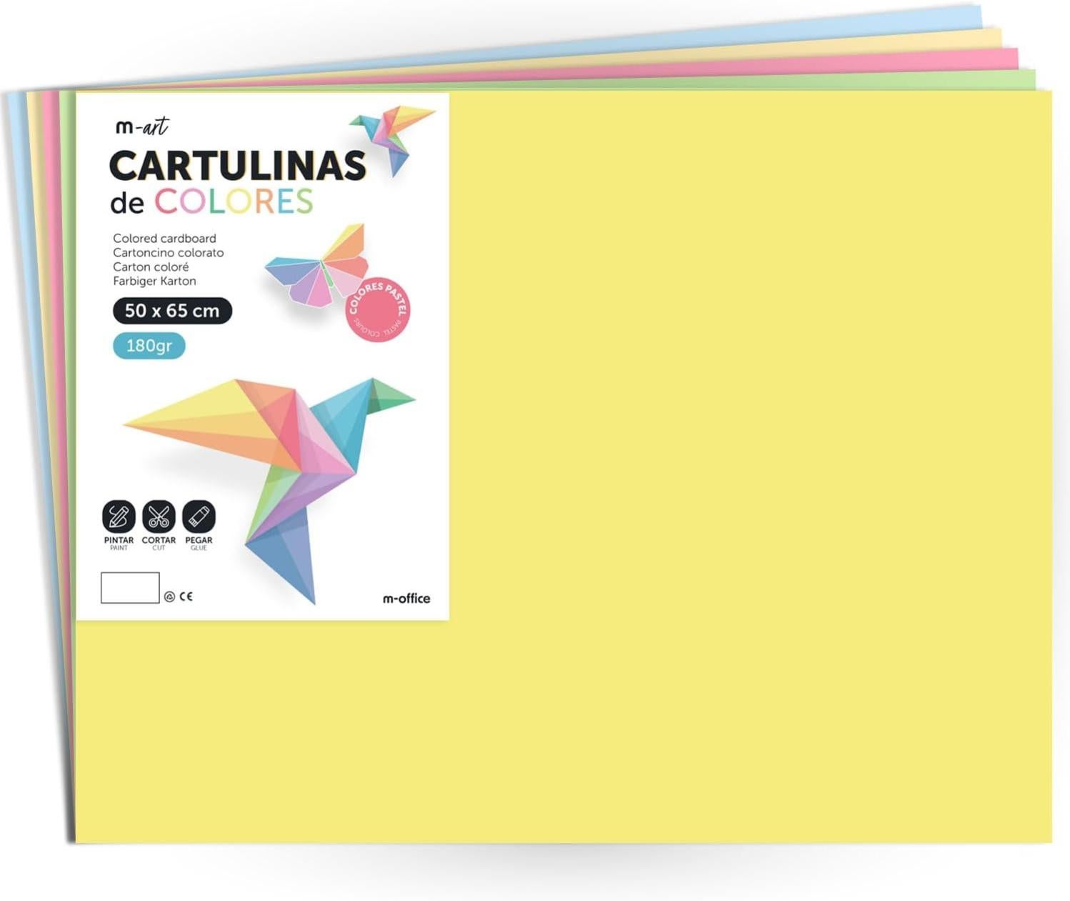 Cartulina de Colores, Cartulina Grande 50x65 cm de Colores Pastel ...