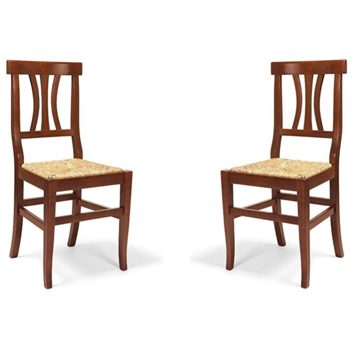 Sedia in legno con seduta paglia LAURA Noce SET da 2 | Leroy Merlin