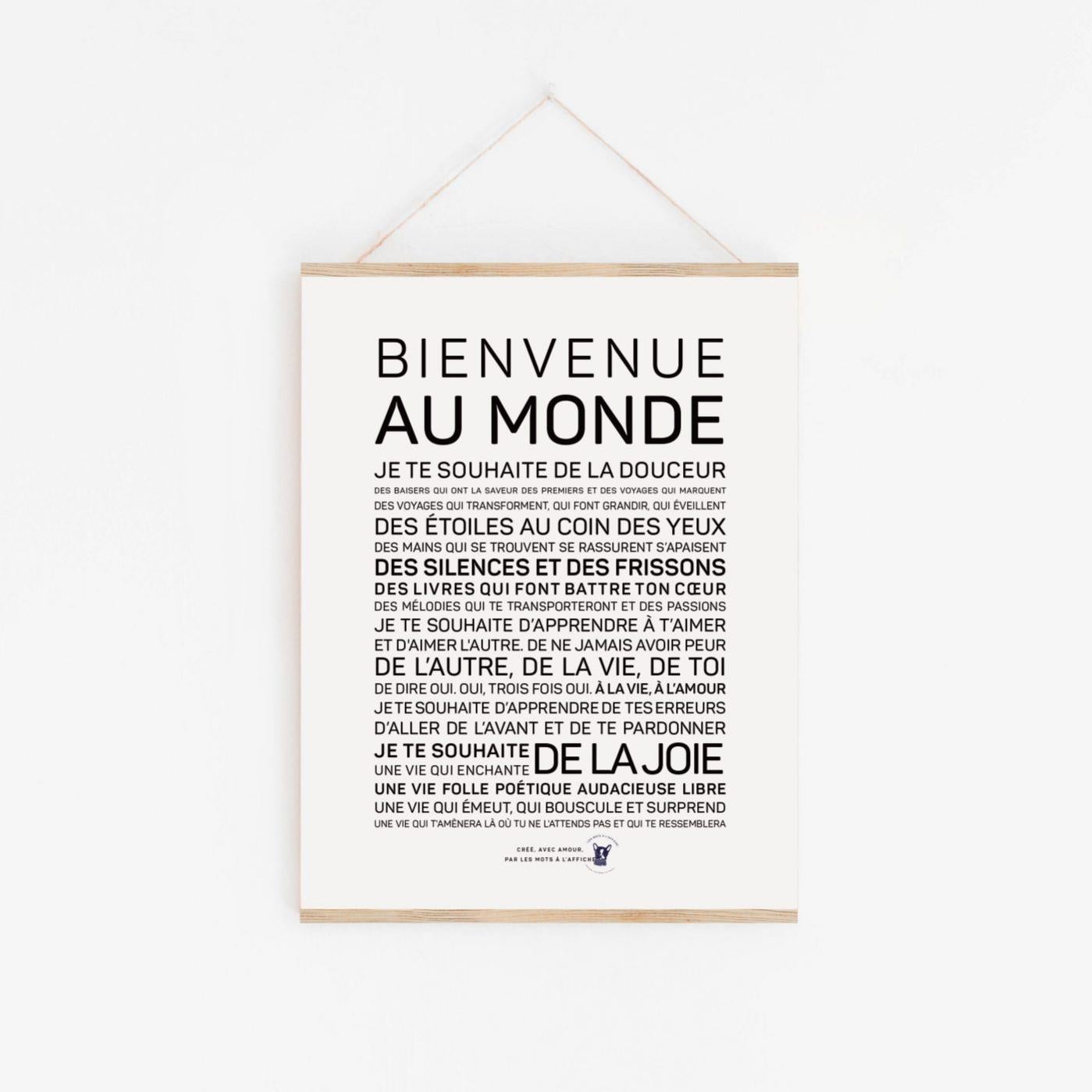Affiche imprimée A4 "Bienvenue au monde" (Poster) 21 x 29.7 cm avec ...