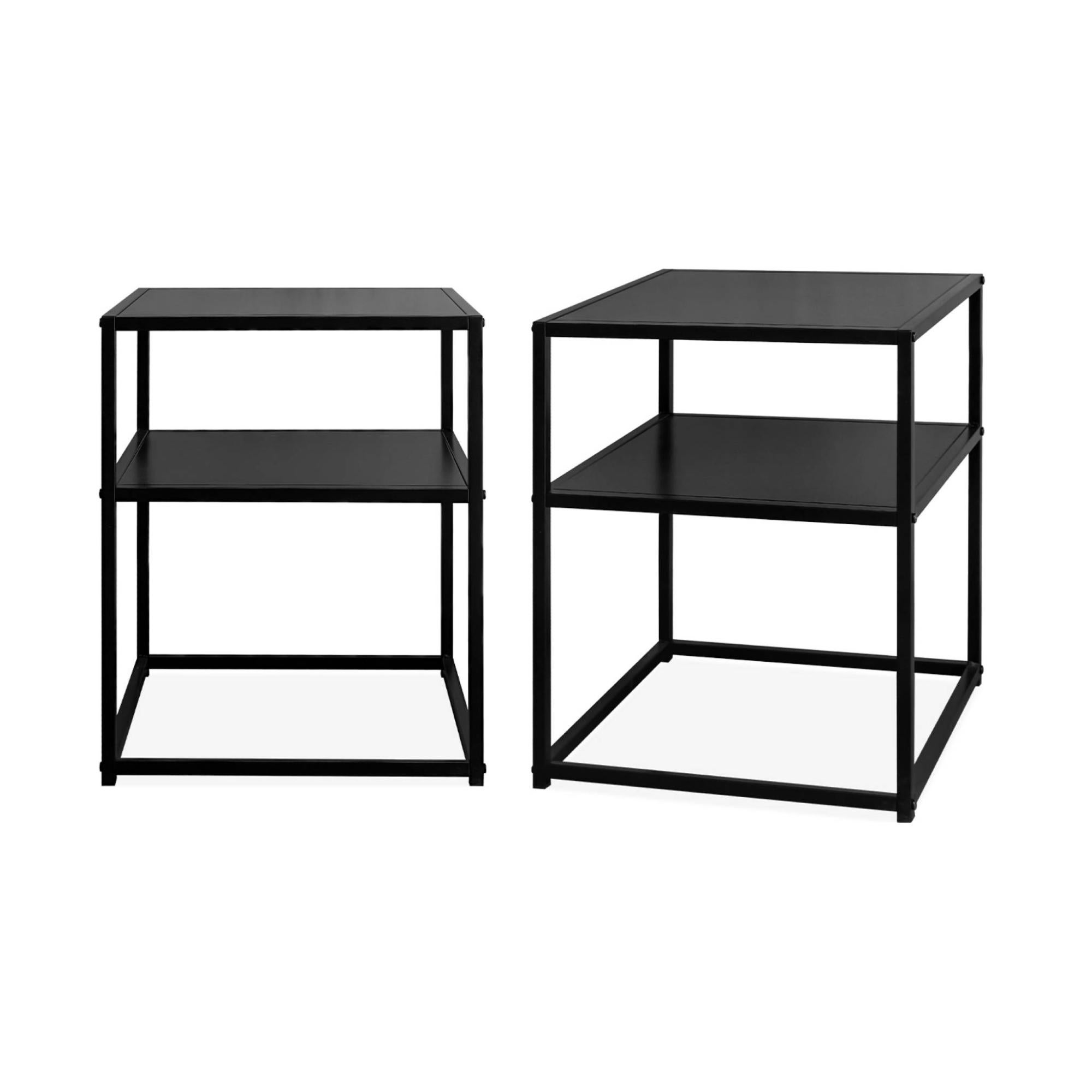Set di 2 comodini in metallo nero con ripiano | Leroy Merlin
