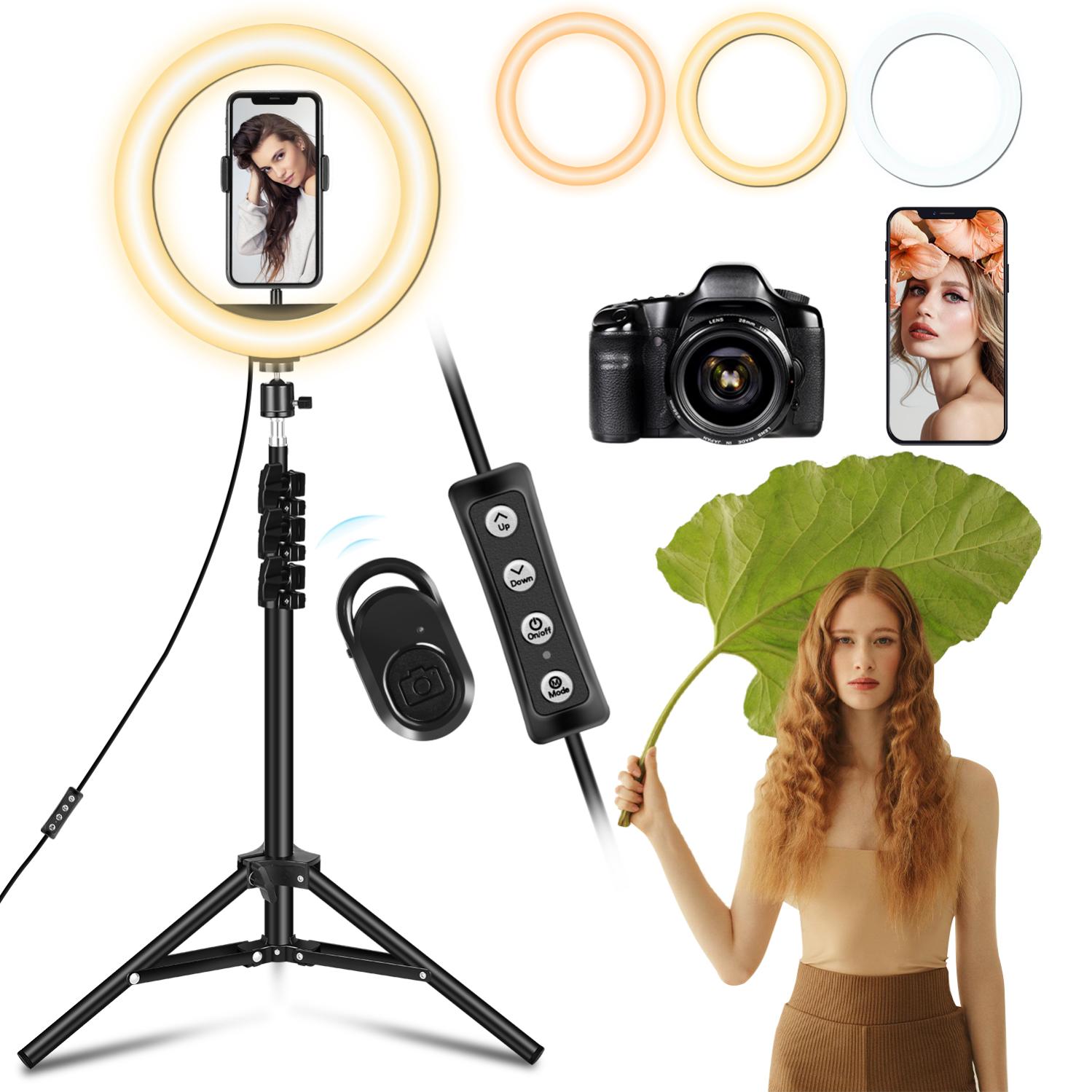 Lumière Anneau avec trépied 3 modes Lampe design Ring Light Lumière selfie LED pour Live Sream ...