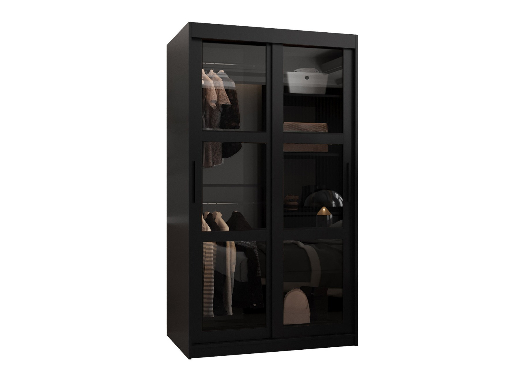 Armoire Hartford 478, Noir, 200x100x62cm, Wardrobe doors: Glissement ...