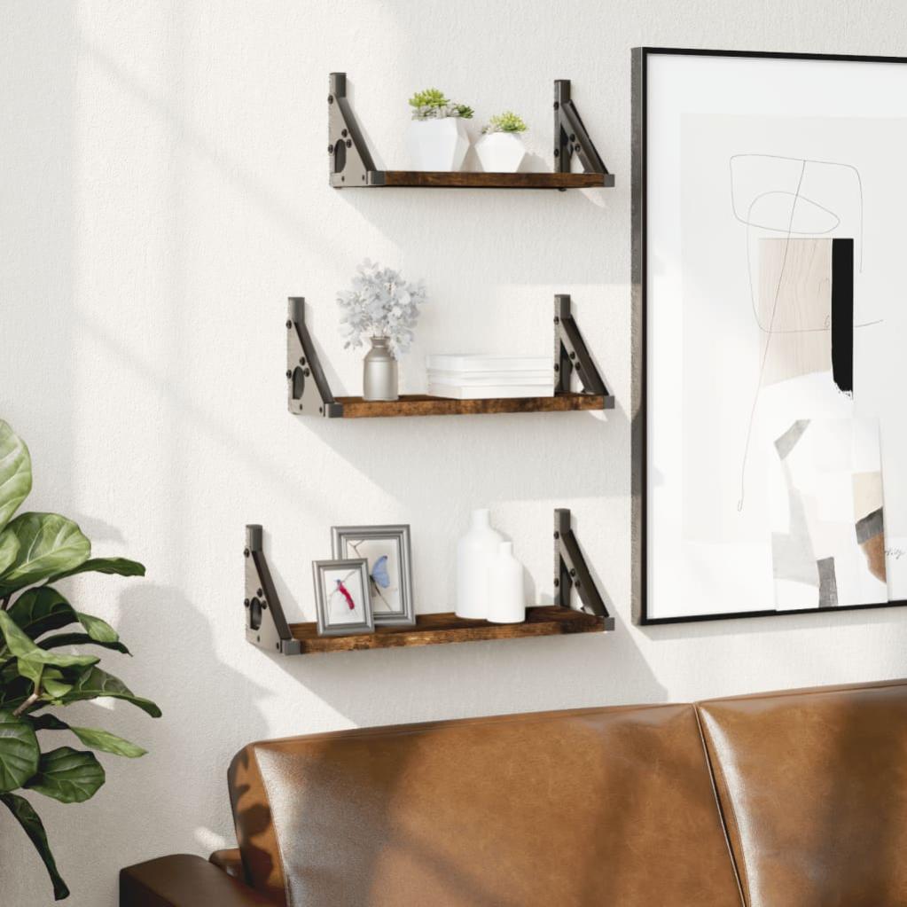 Maison Exclusive - Set Mensole Parete 3pz Rovere Fumo in Legno ...
