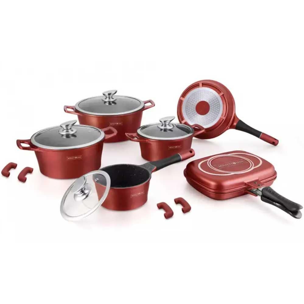Set di Pentole Padelle 15 Pz Professionale in Pietra Lavica Royalty ...