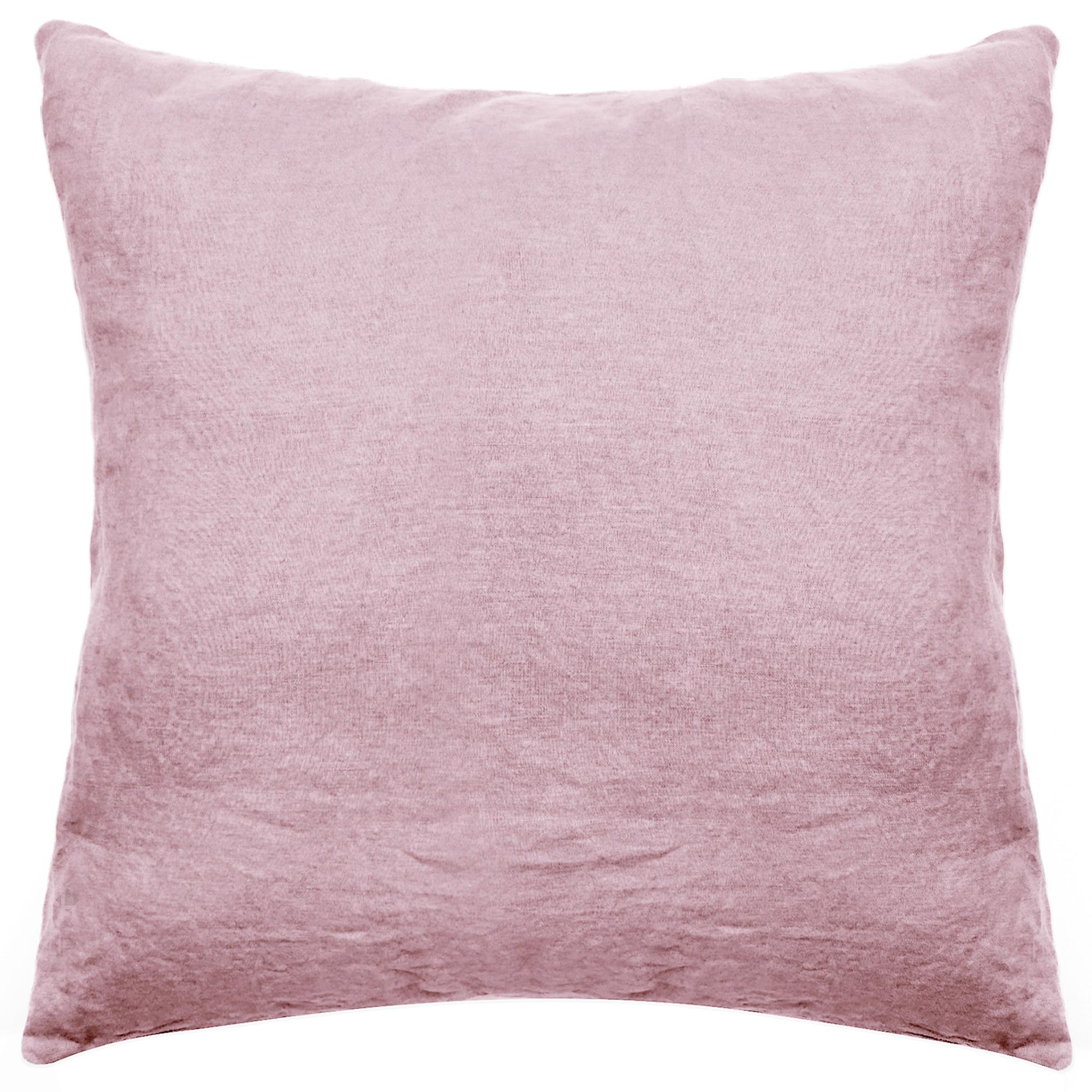 Taie d'oreiller uni 65X65 cm 100% lin lavé effet froissé SONATE rose ...