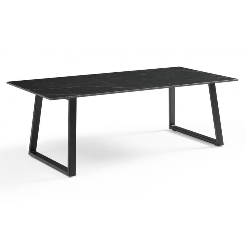 Table basse 120x60 cm céramique noir marbré pieds luge - INDIANA 02 ...