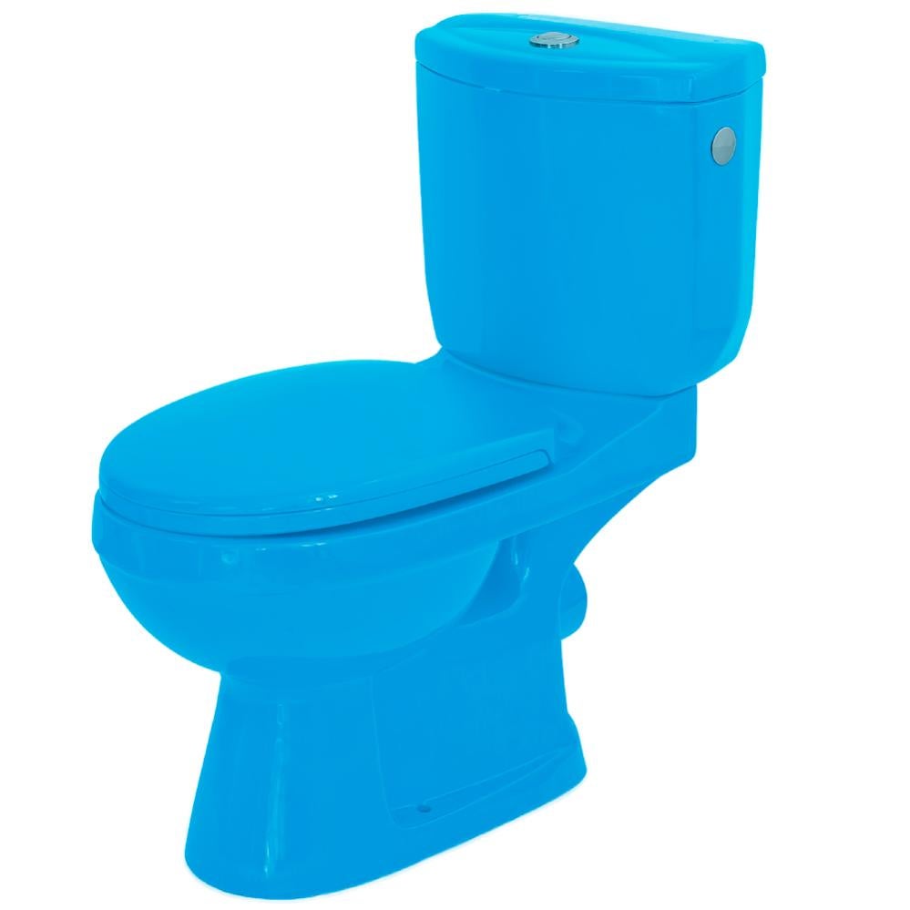 Toilette à poser de couleur BLEU Cuvette WC bi bloc en céramique ...