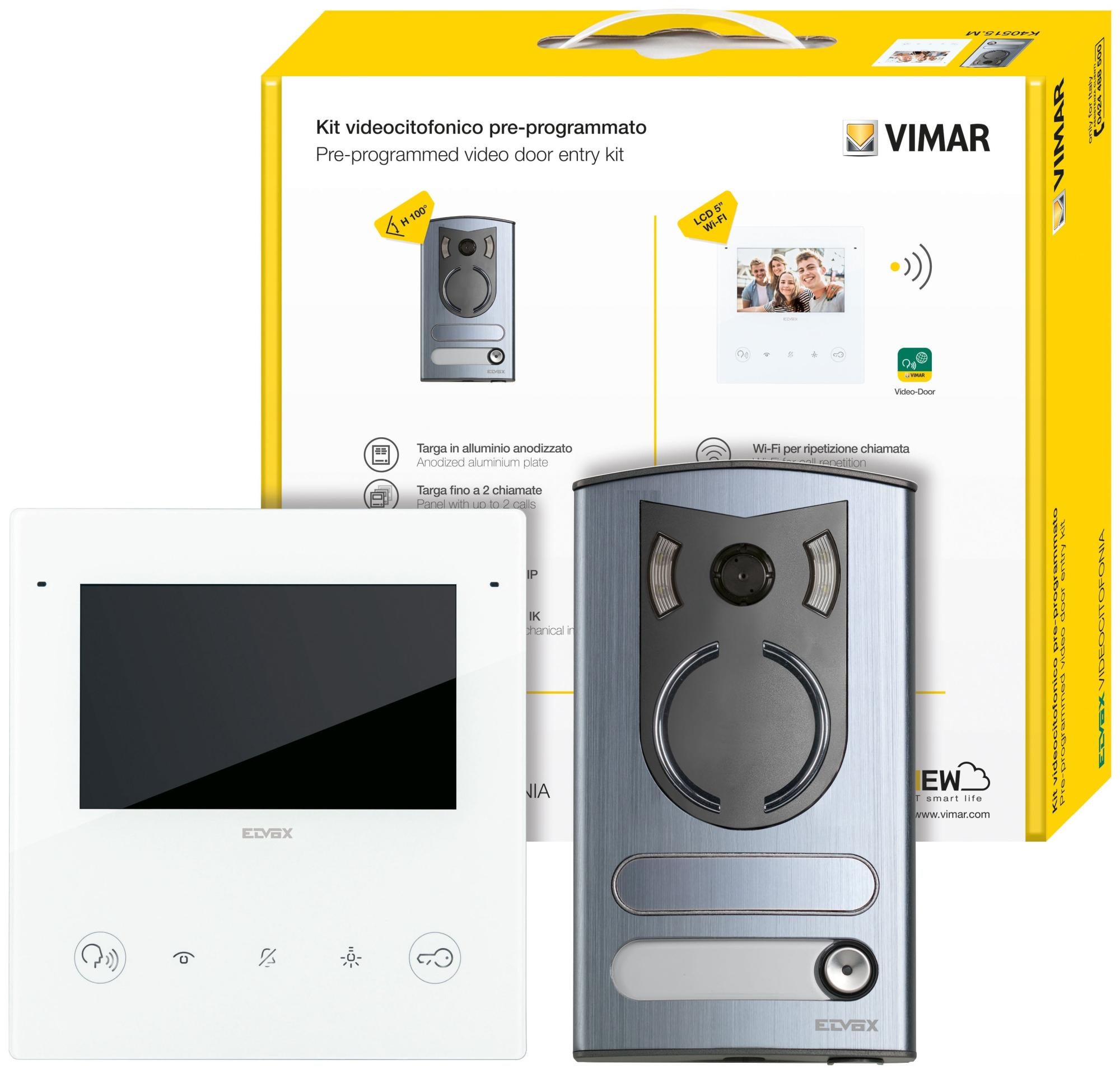 Kit Video Citofono Mono Bi famigliare Tab 5S Up Wi-Fi +13F2.1 VIMAR ...