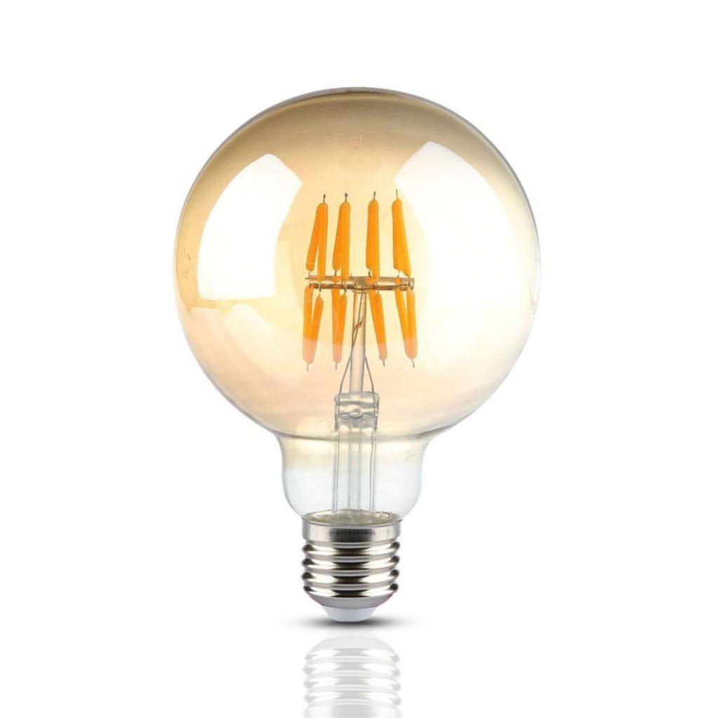 V-TAC VT-2019 Globe LED Filament Bulb 8W Ð-27 G95 Vintage Effect Amber ...
