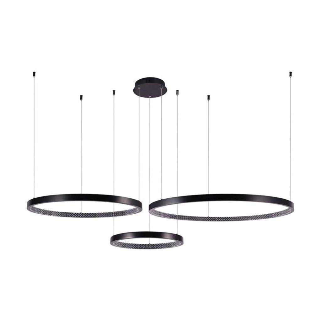 Lámpara de colgas LED con 3 Cà­rculos 57W Color Metal Negro 151*91 ...