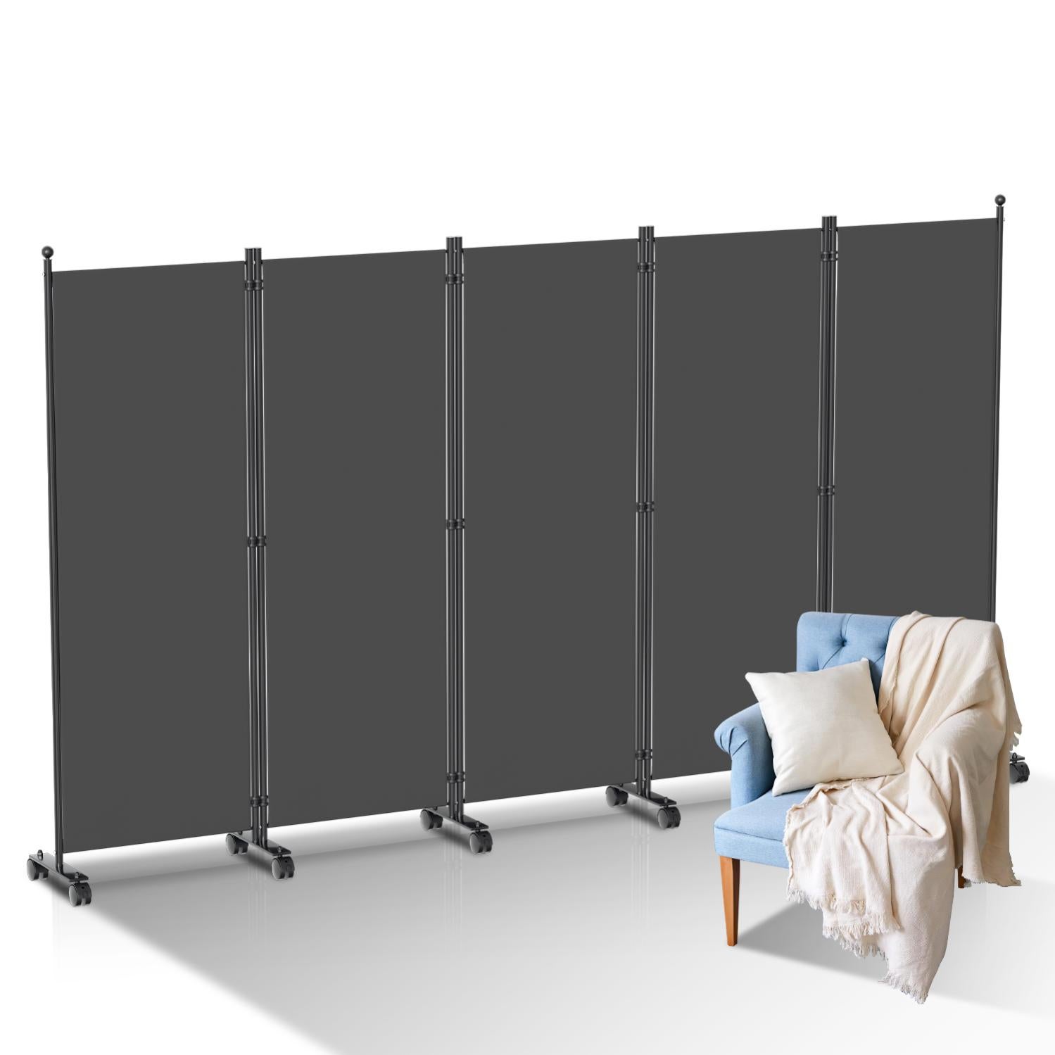 Paravent Séparation Pliable avec roulettes, Cadre en Métal, Idéal pour ...