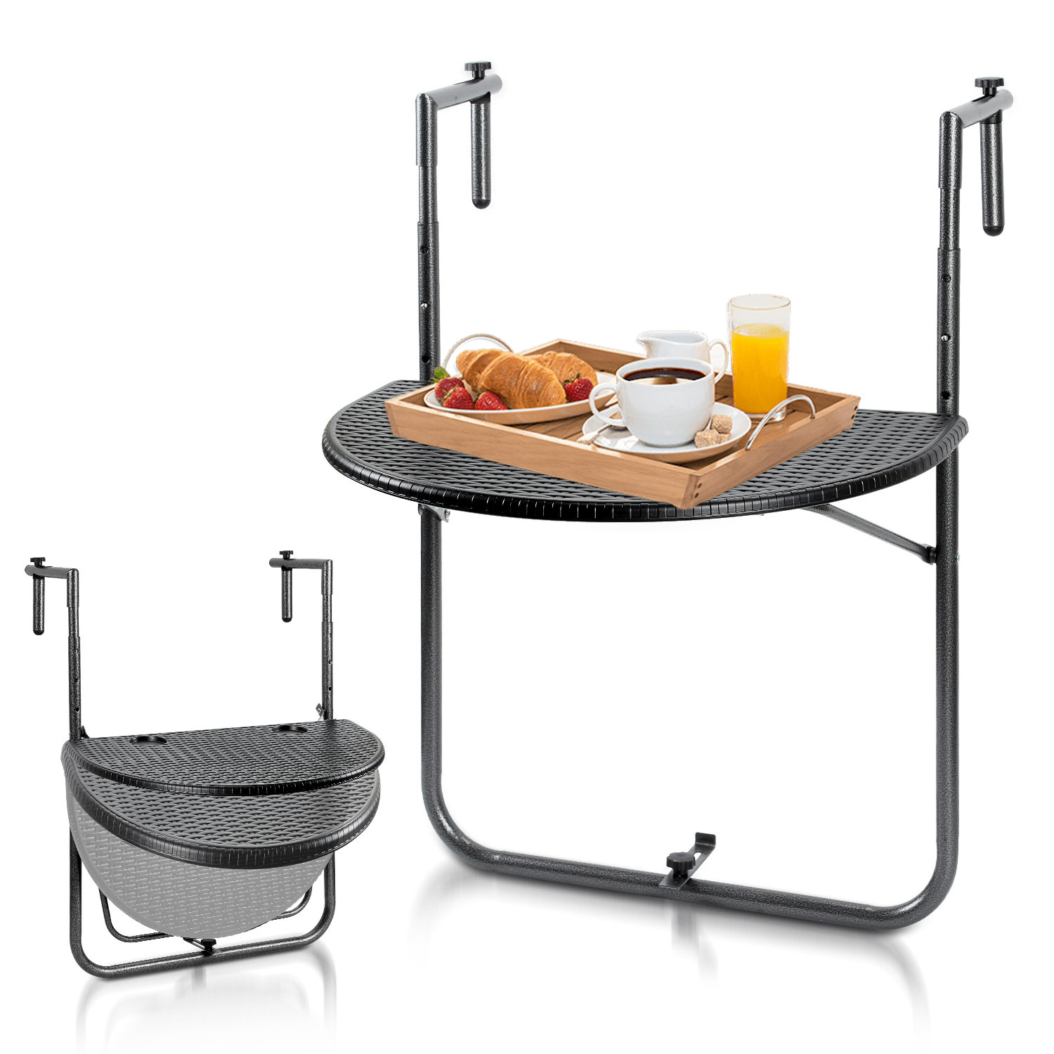 Tavolino Pieghevole da Balcone. Tavolo Sospeso Regolabile in 3 Altezze ...