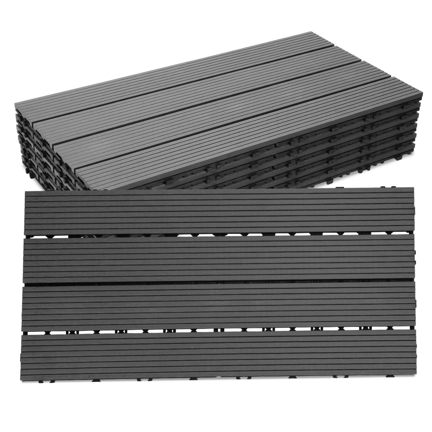 Dalle de terrasse Dalles en bois composite WPC 60 x 30 cm Dalles clipsables jardin extérieur 12x ...