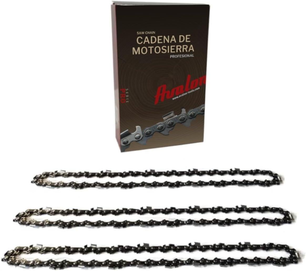 Pack 3 Cadenas de Motosierra 3/8 Bajo Perfil Galga .050 1.3mm - 62 eslabones y diente cuadrado ...