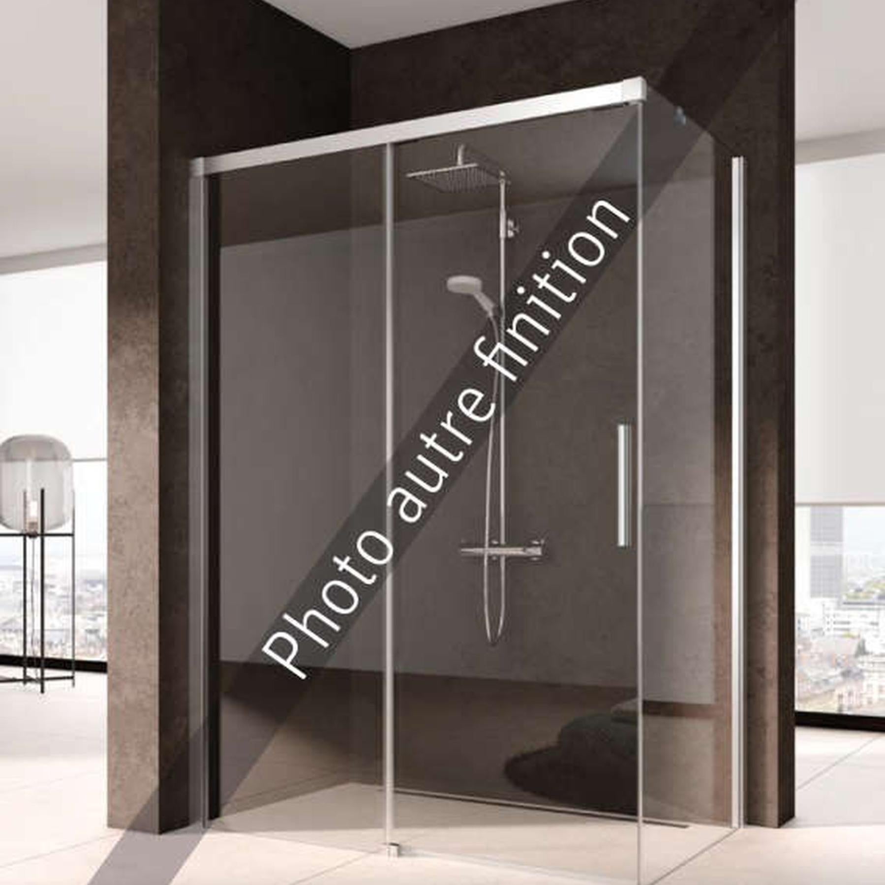 Paroi de douche coulissante largeur 130 cm hauteur 200 cm profilé noir ...