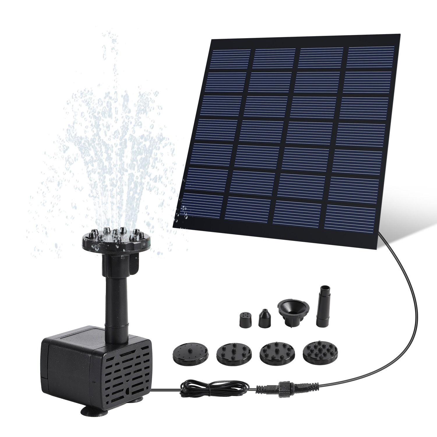 Fontaine de jardin - Pompe à eau solaire - Fontaine décorative - 1.5W Fontaine Solaire 7V 200L ...