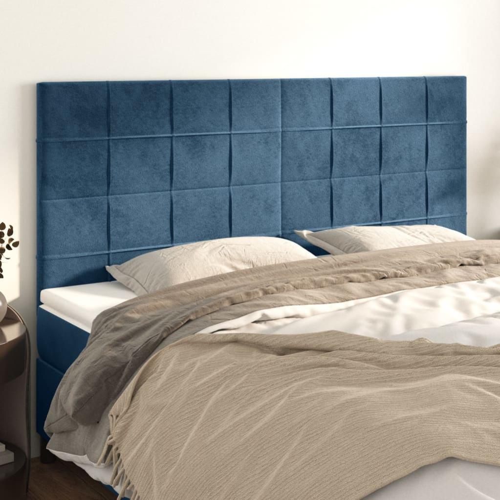 Testiere Letto 4 pz Blu scuro 90x5x78/88 cm Velluto | Leroy Merlin