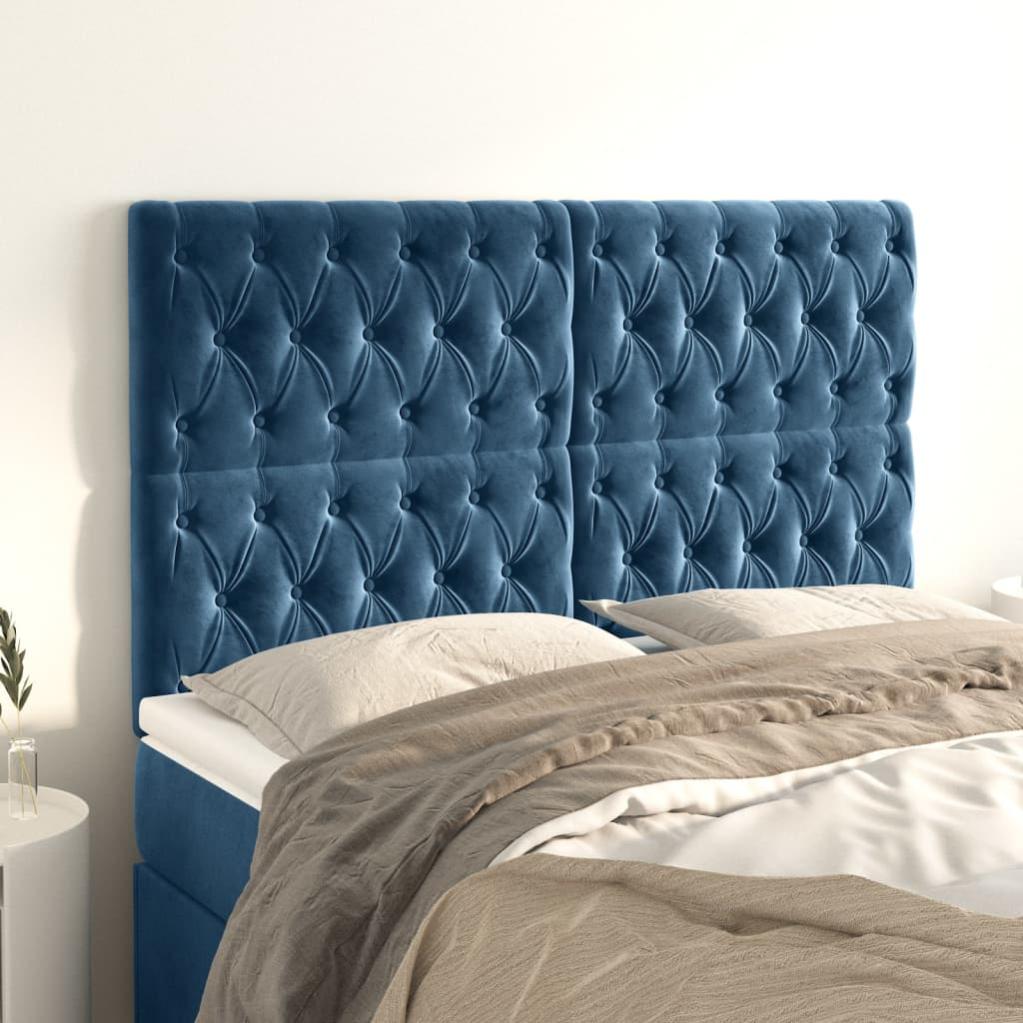 Testiere Letto 4 pz Blu scuro 80x7x78/88 cm Velluto | Leroy Merlin