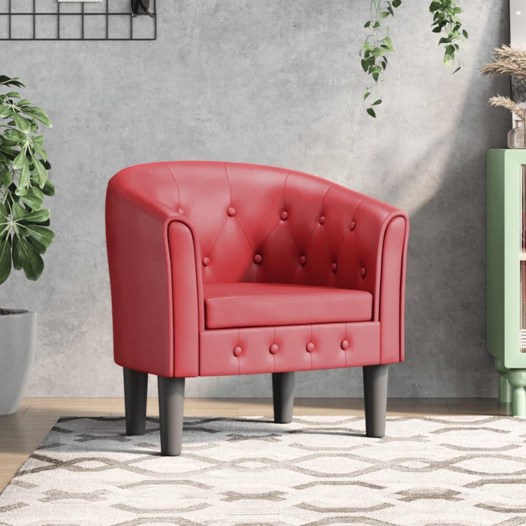 Sillón convertible en piel sintética rojo burdeos | Leroy Merlin