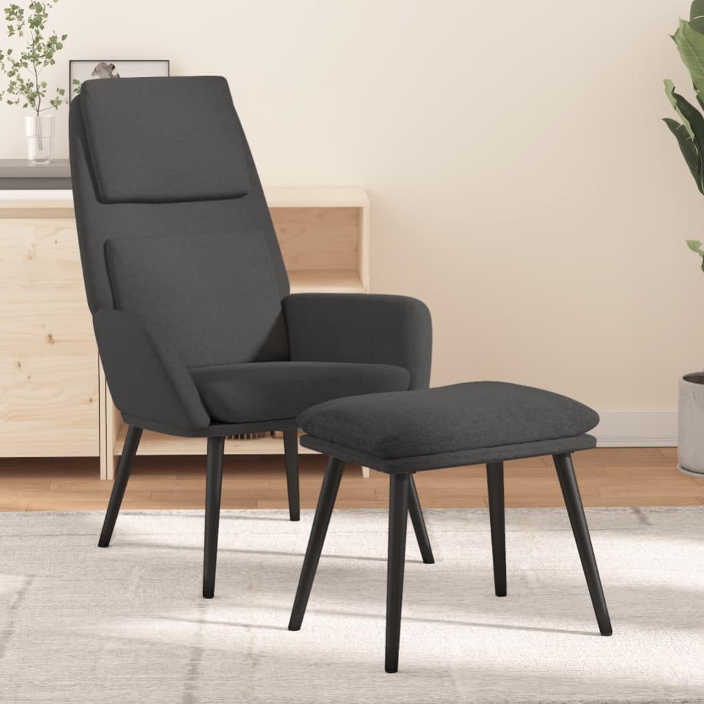 Chaise de relaxation avec tabouret Gris foncé Tissu | Leroy Merlin